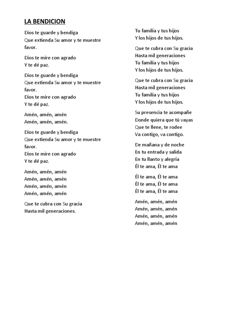 Dios te guarde y bendiga: Letra y Mensaje | PDF