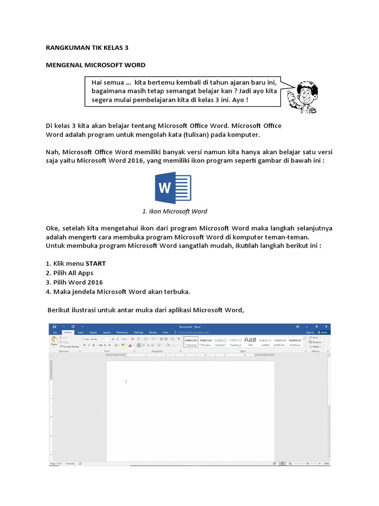 Panduan Dasar Microsoft Word 2016 | PDF | Komputer