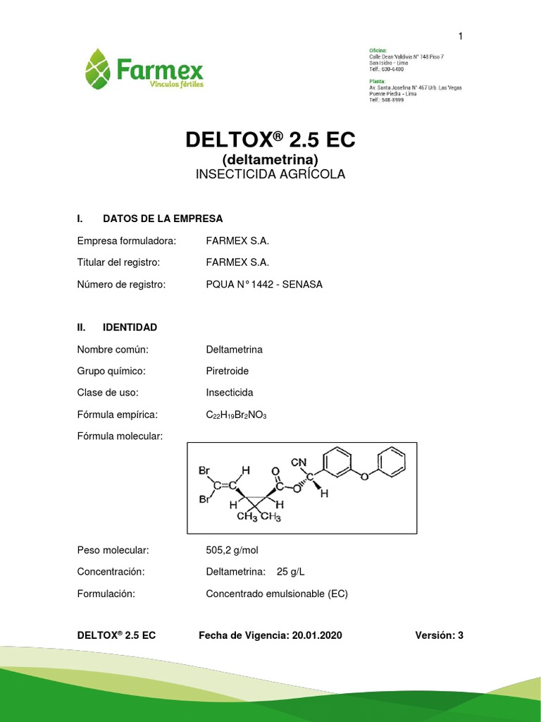 Deltox 2 5 Ec FT v3 | PDF | Pimiento | Pesticida