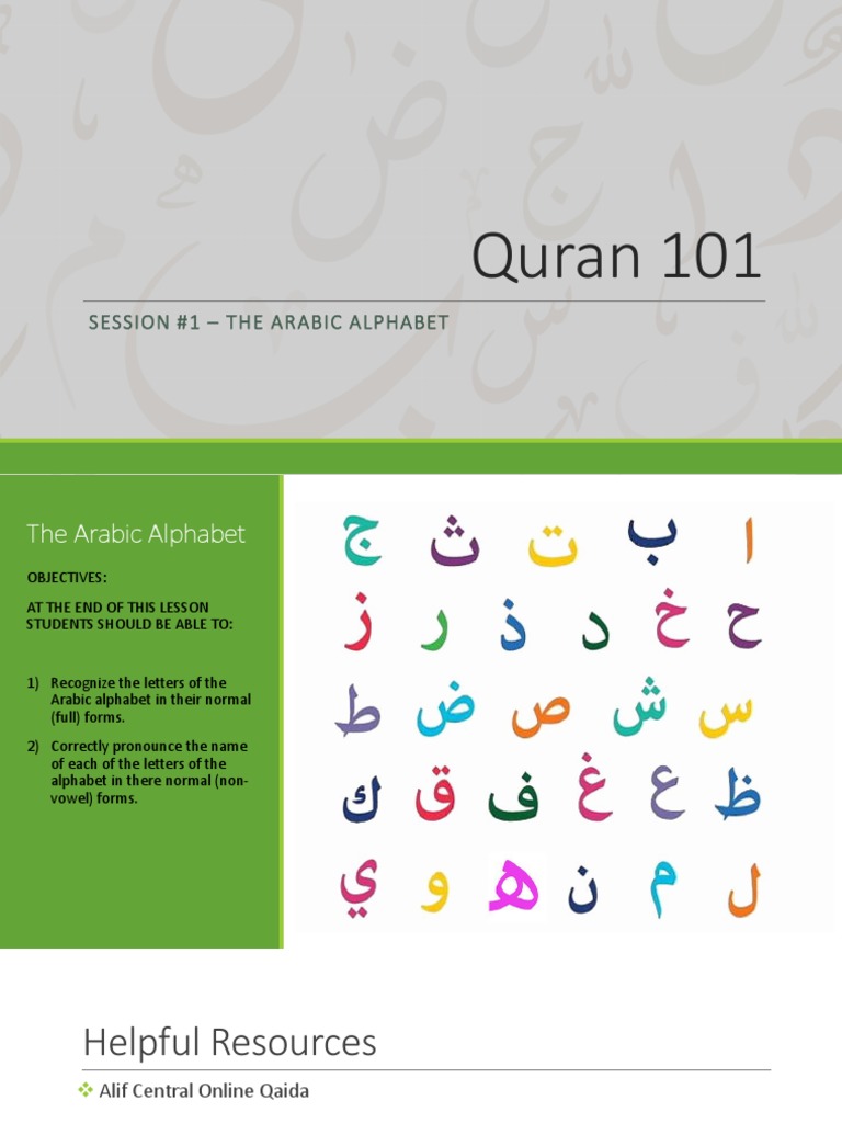 Session #1 - The Arabic Alphabet | PDF | Arabic | Alphabet