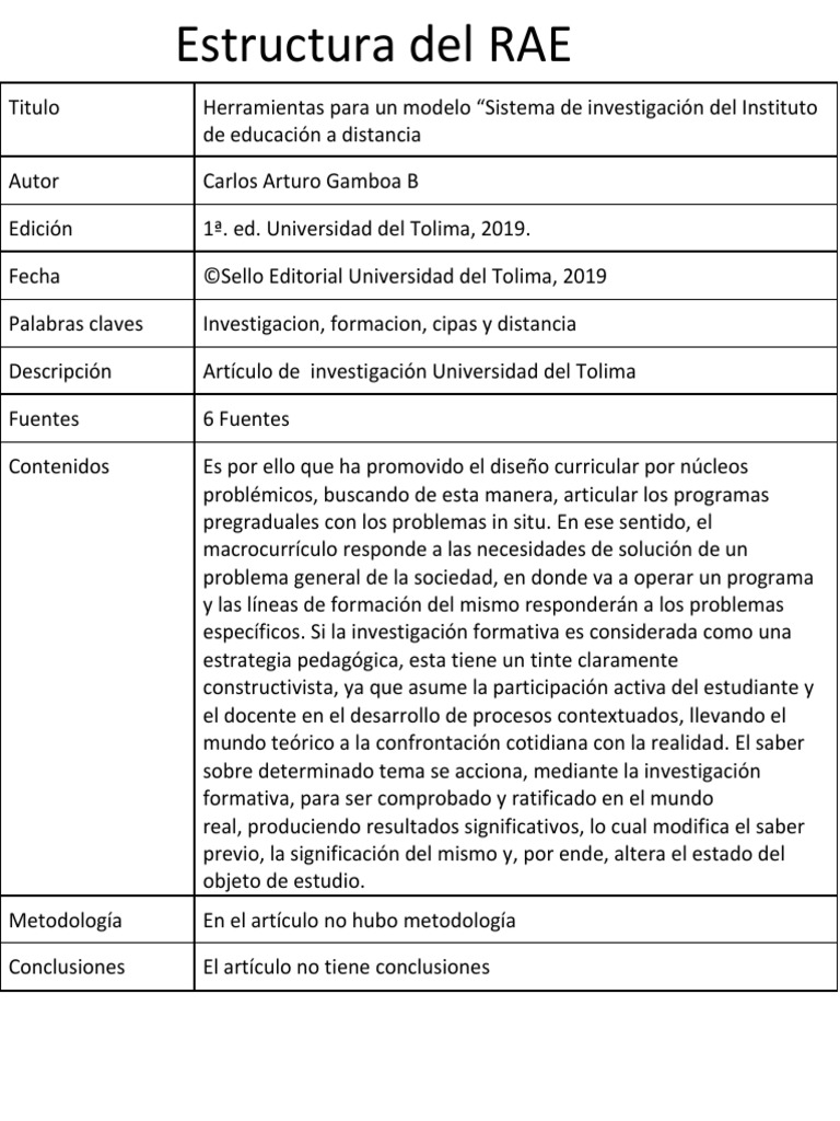 Estructura Del RAE | PDF