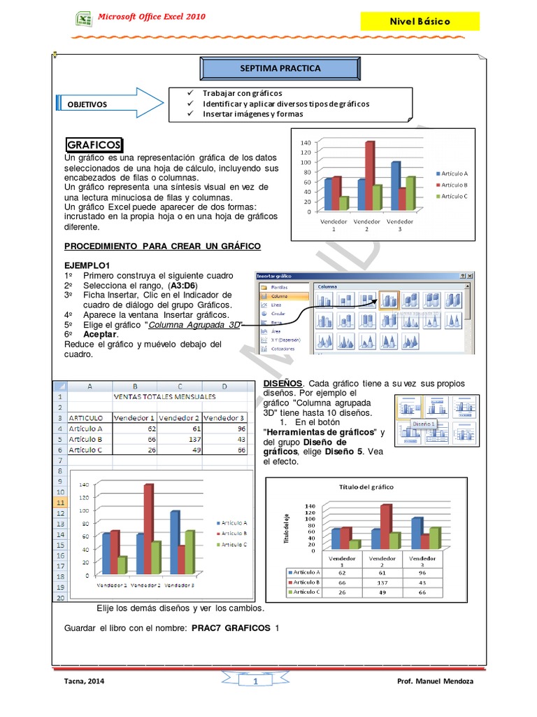 Pract7 Excel 2010 Básico Gráficos | PDF | Microsoft Excel | Microsoft