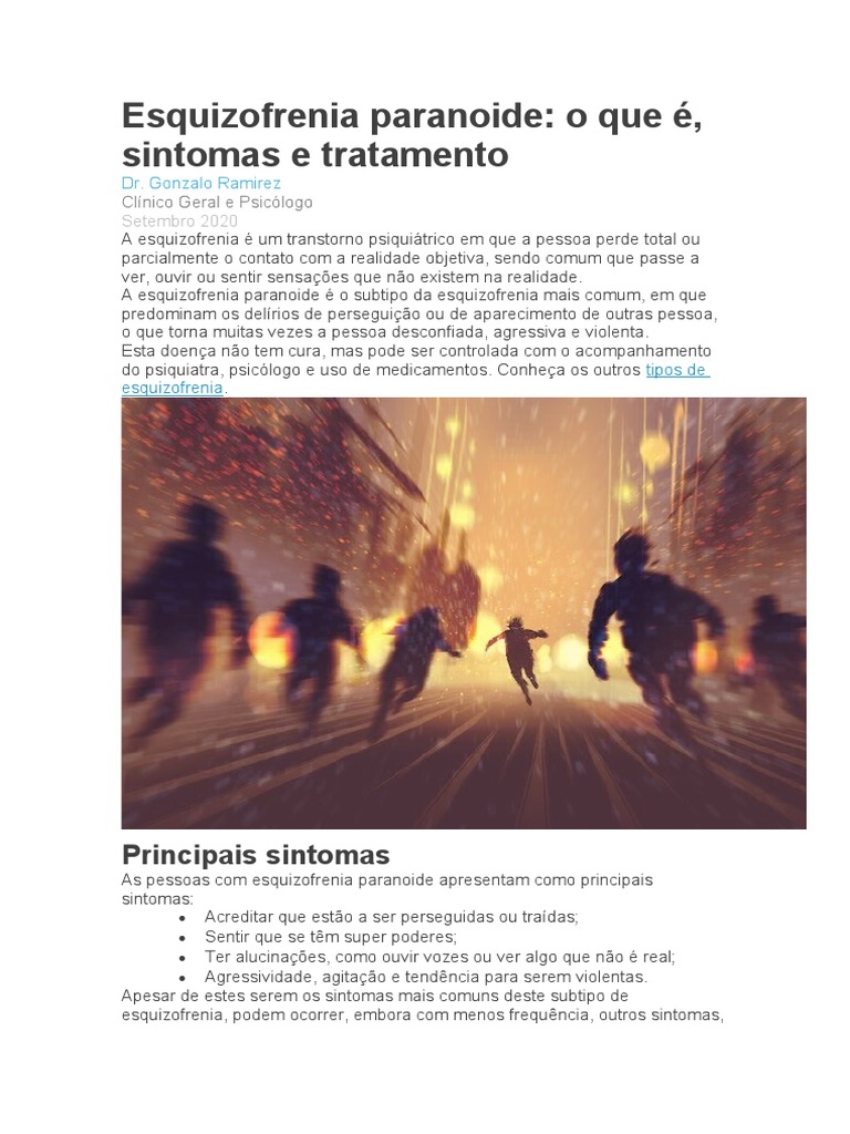 Esquizofrenia Paranoide: Sintomas e Tratamento | PDF