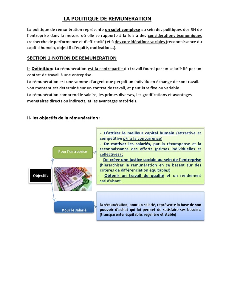 Politique de Rémunération et Objectifs | PDF | Motivation | Motivant