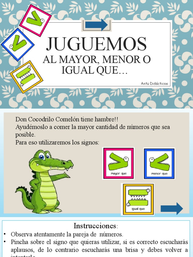 Don Cocodrilo y los Números: Mayor, Menor, Igual | PDF