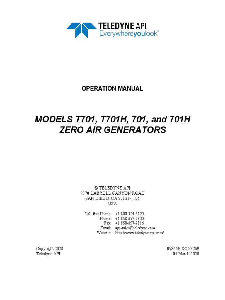 Manual Aire Zero Model701 | PDF | Valve | Equipment
