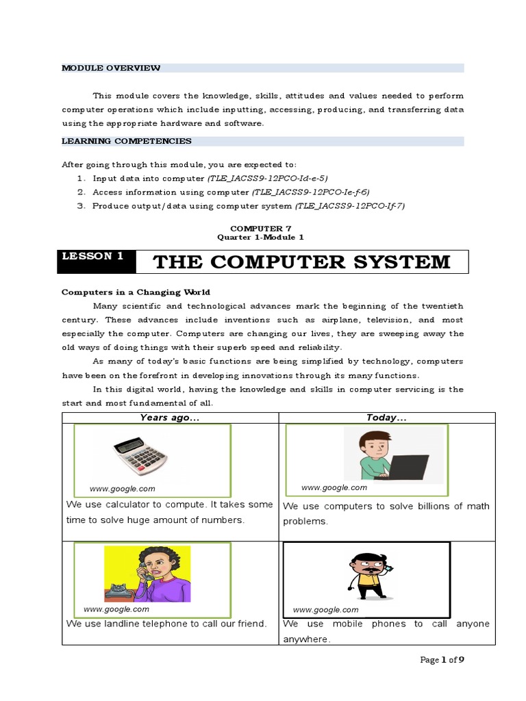 Quarter 1 Module 1 Computer 7 | PDF | Computer Data Storage | Input/Output Quarter 1 Module 1 Computer 7 | PDF | Computer Data Storage | Input/Output