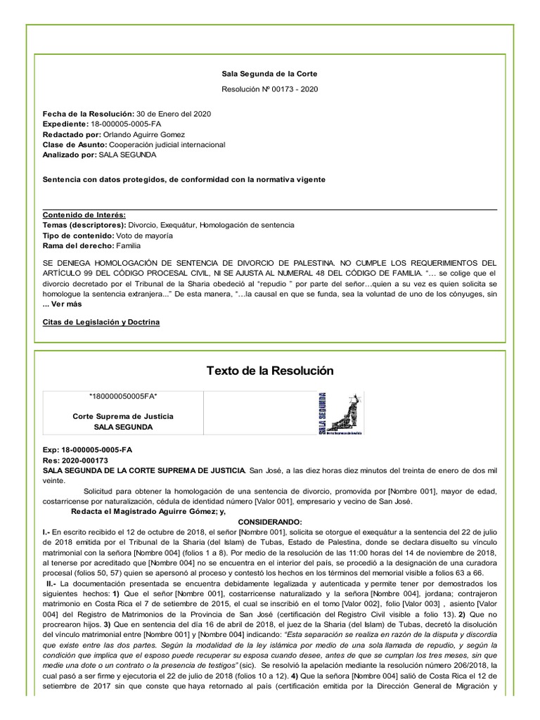 Exequatur Divorcio Denegado | PDF | Divorcio | Sentencia (ley)