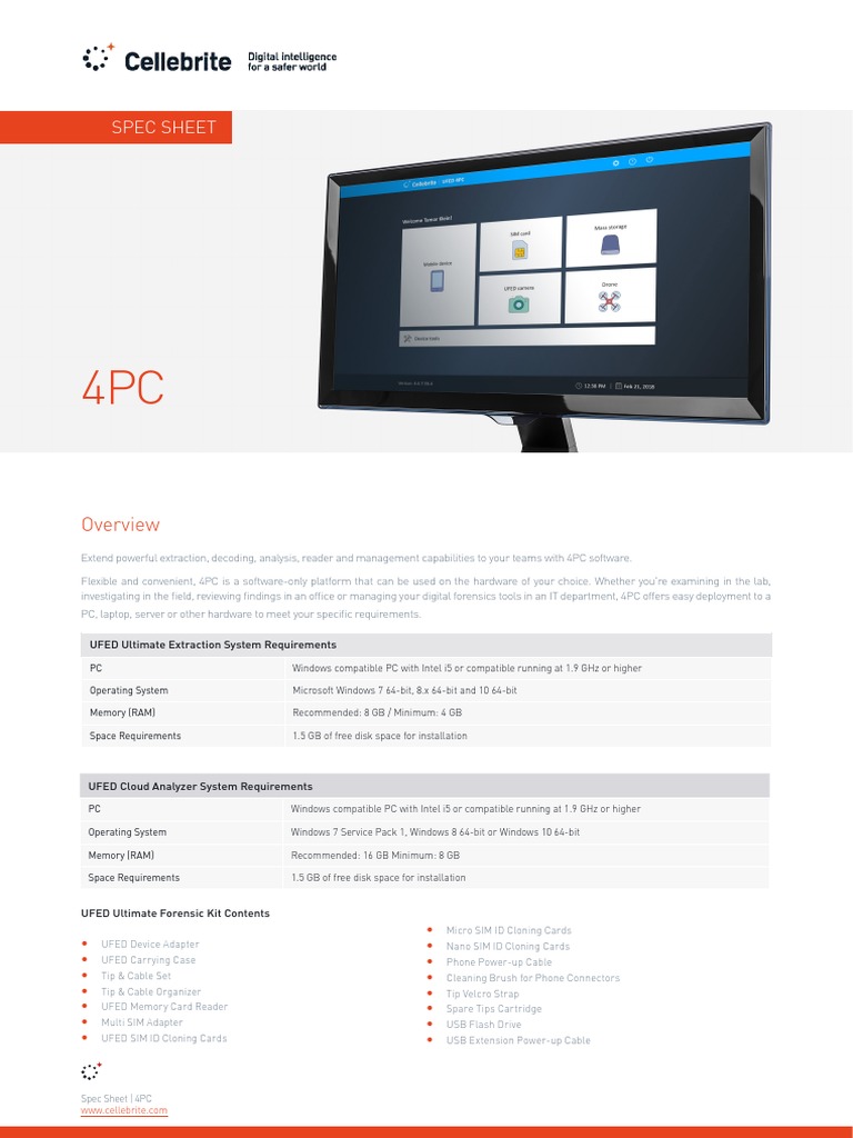 UFED 4PC Especificaciones Tecnicas | PDF | Operating System | 64 Bit Computing