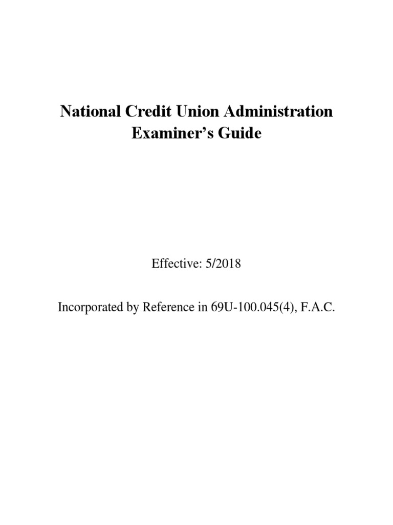 NCUA Examiner's Guide Overview | PDF | Internal Control | Audit