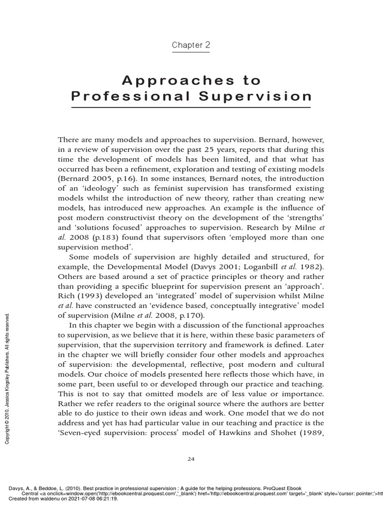 Approaches To Professional Supervision | PDF | Profession | Theory