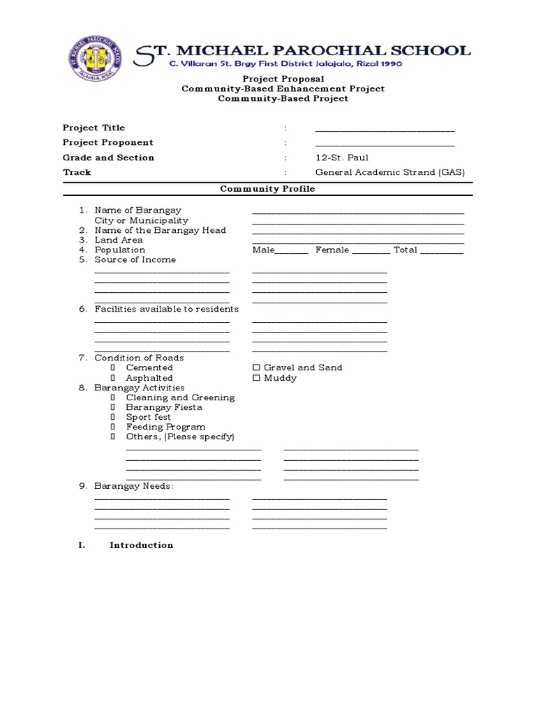 Project Proposal Community-Based Enhancement Project Community-Based ...