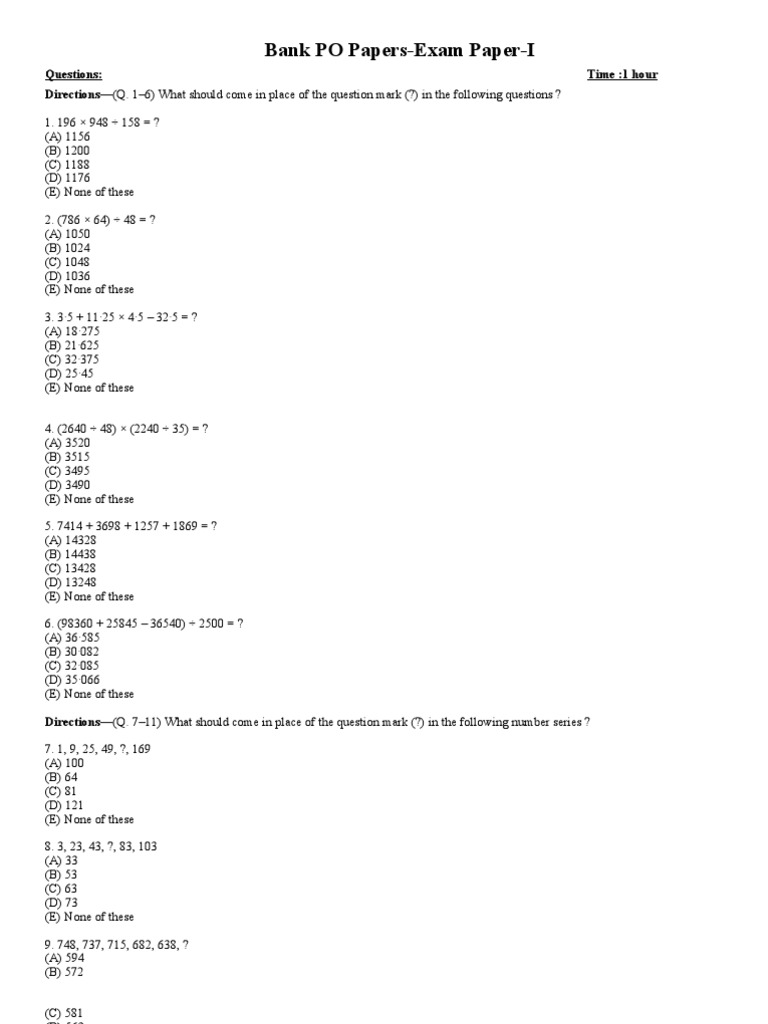 Bank PO Papers-Exam Paper-I | Download Free PDF | Interest | Economies
