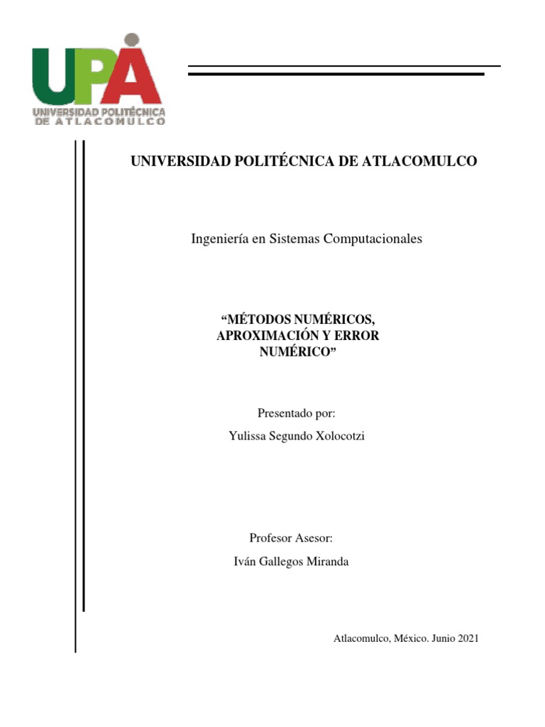 Método Numérico, Aproximación y Error Numérico | PDF | Análisis ...