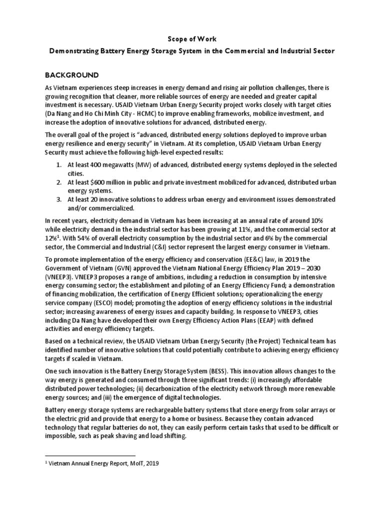 Scope of Work-BESS - FINAL | PDF | Energy Storage | Efficient Energy Use