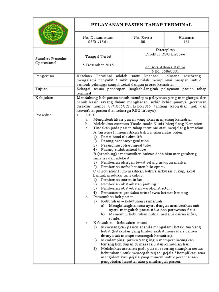 SOP Pasien Terminal | PDF
