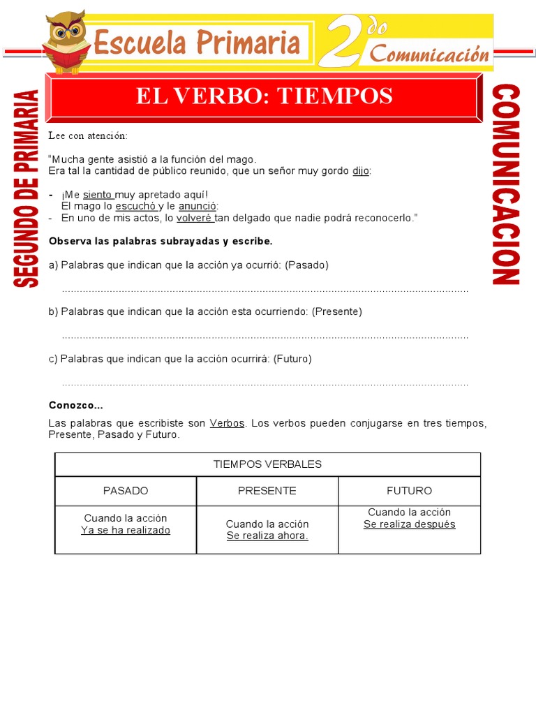 Tiempos Verbales para Segundo Grado | PDF | Verbo
