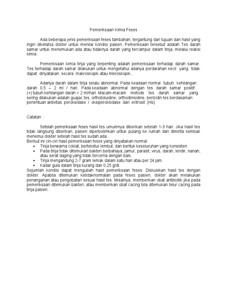 Sub Bab 4 - Pemeriksaan Kimia FESES | PDF | Kesehatan Holistik