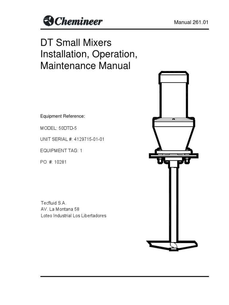 IOM Manual 50DTD5 | PDF | Electric Motor | Screw