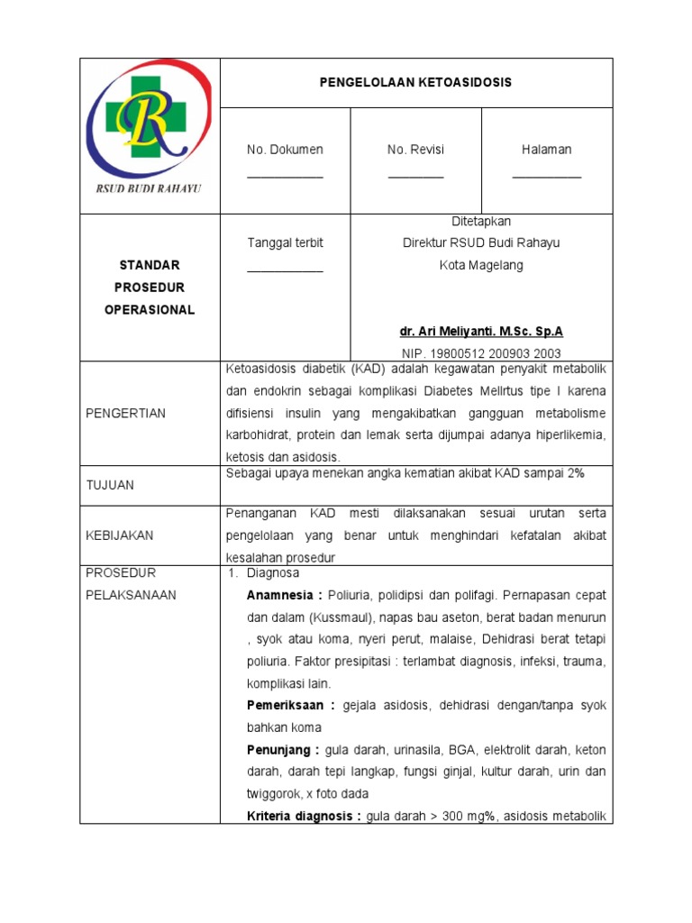 Sop Hcu - Ketoasidosis | PDF