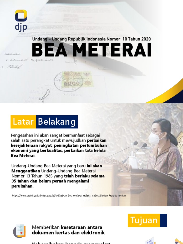 UU 10 Tahun 2020 Bea Meterai | PDF | Pengelolaan Keuangan & Uang | Ilmu ...