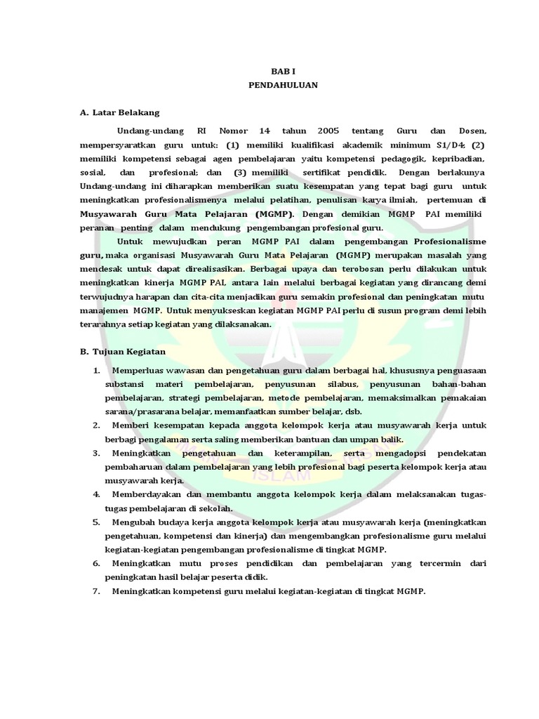 Program Kerja MGMP Pai 2021 | PDF