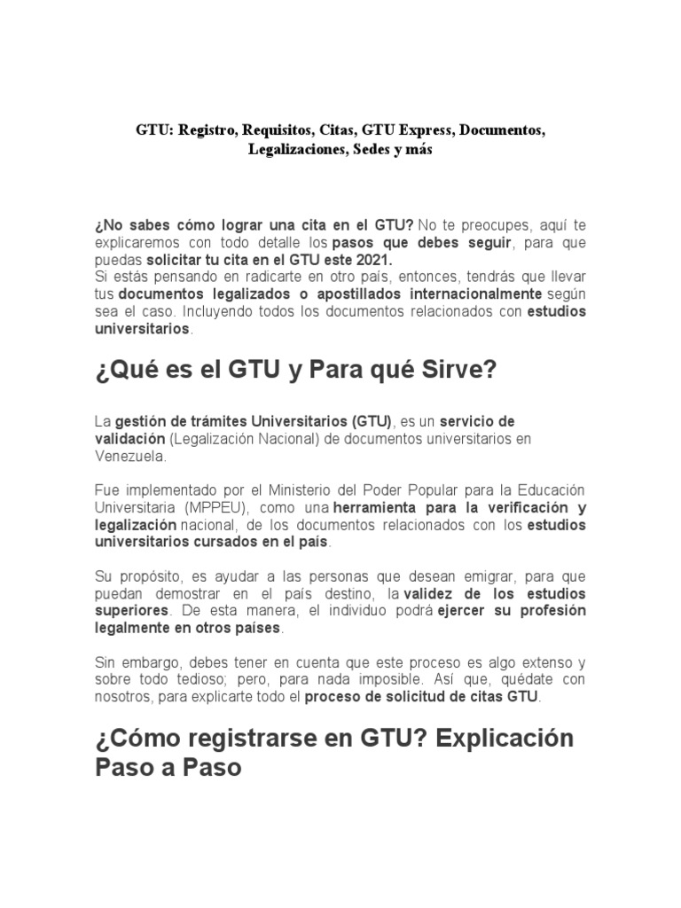 ¿Qué Es El GTU y para Qué Sirve?: GTU: Registro, Requisitos, Citas, GTU ...