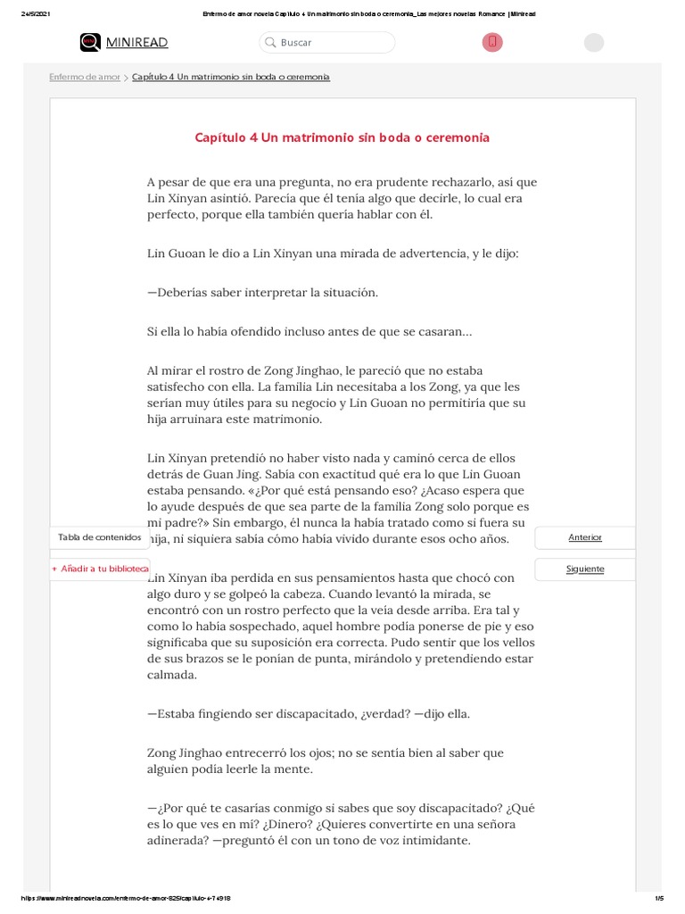 Enfermo de Amor Novela Capítulo 4 Un Matrimonio Sin Boda o Ceremonia - Las Mejores Novelas ...