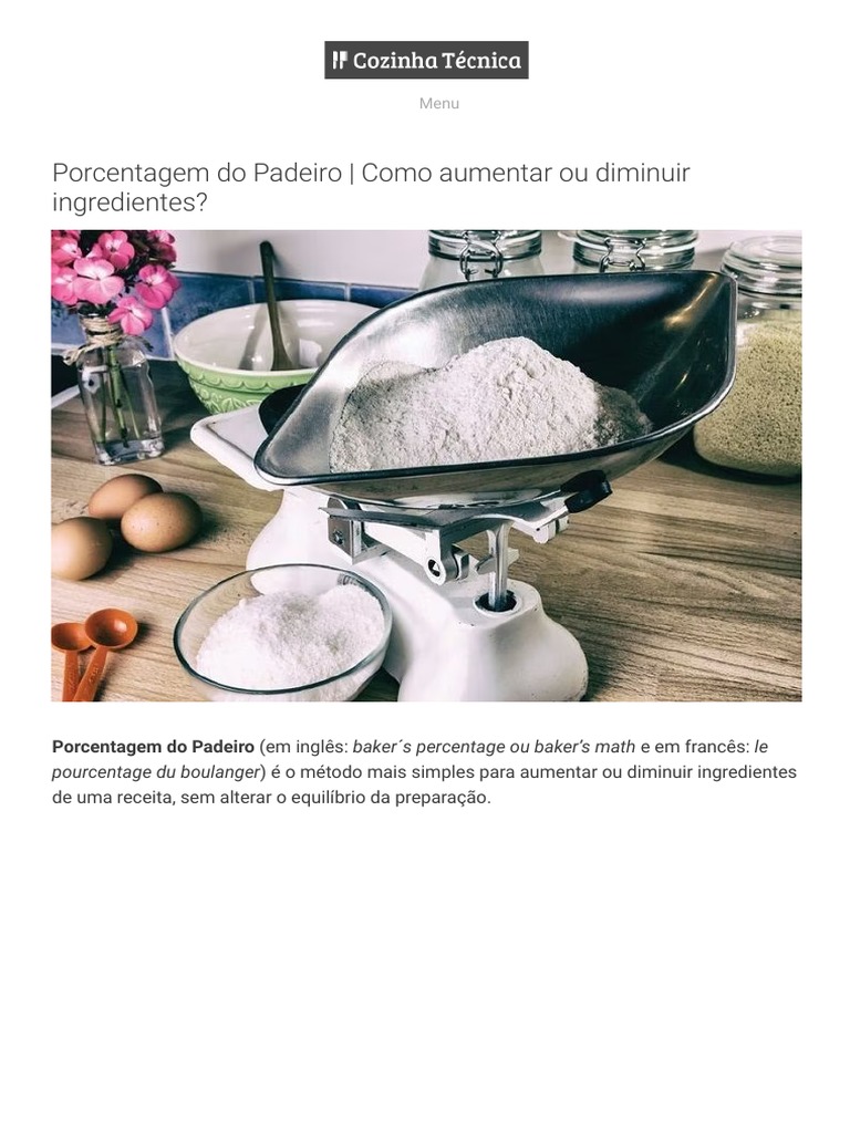 Porcentagem do Padeiro: Guia Prático | PDF | Alimentos