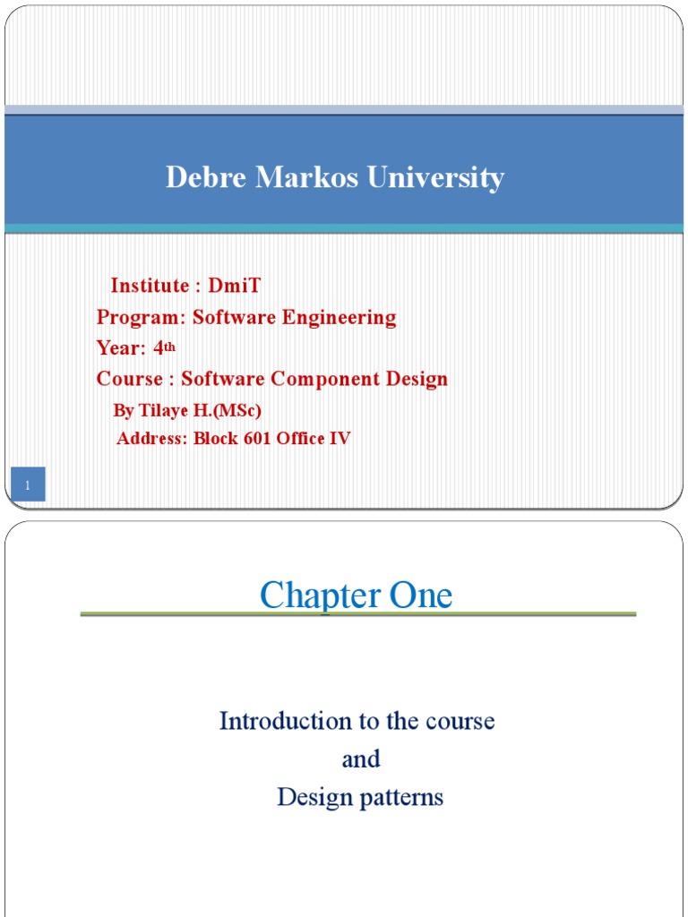 Debre Markos University: Institute: Dmit Program: Software Engineering Year: 4 Course: Software ...
