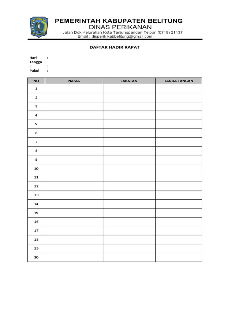 Cara Buat Daftar Hadir Sosialisasi/rapat | PDF