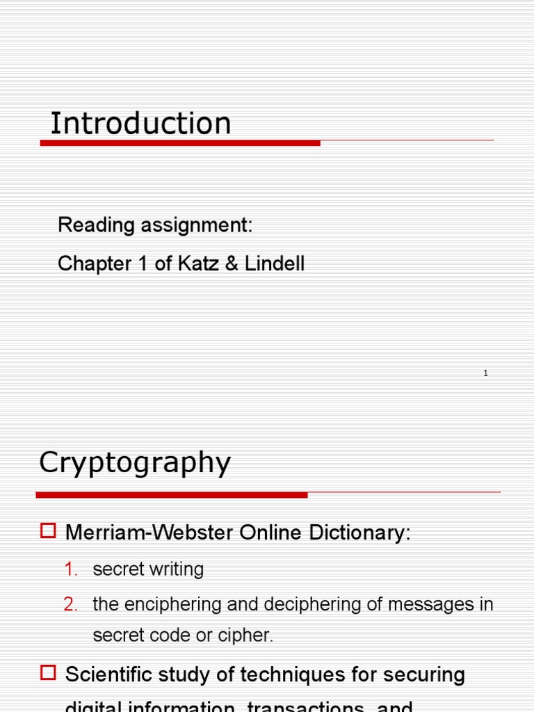 Reading Assignment: Chapter 1 of Katz & Lindell | PDF | Cryptography ...