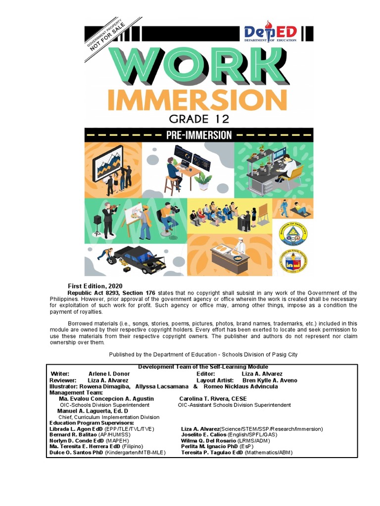 Work Immersion-Module 1 | Download Free PDF | Curriculum | Learning