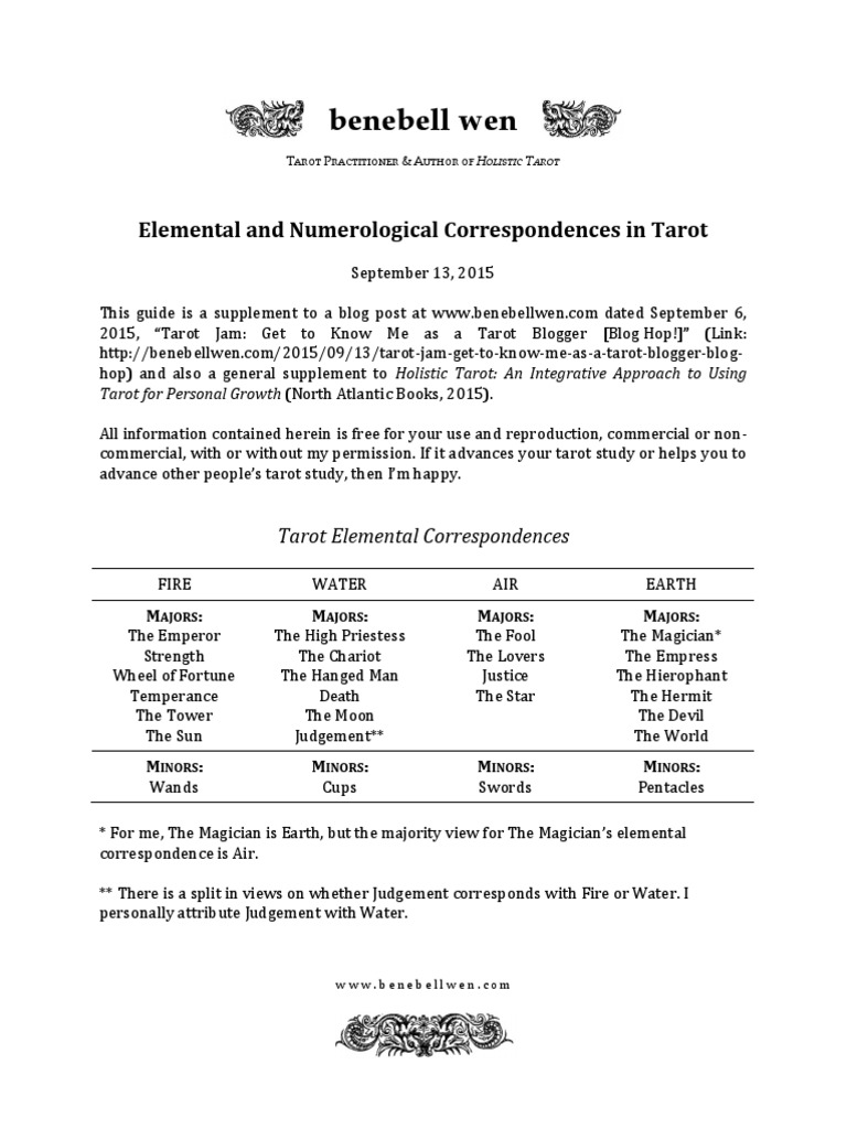 Bellwen Elemental and Numerological Correspondences Quick Guide | PDF ...
