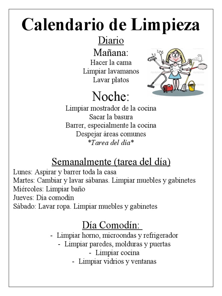 Calendario de Limpieza | PDF