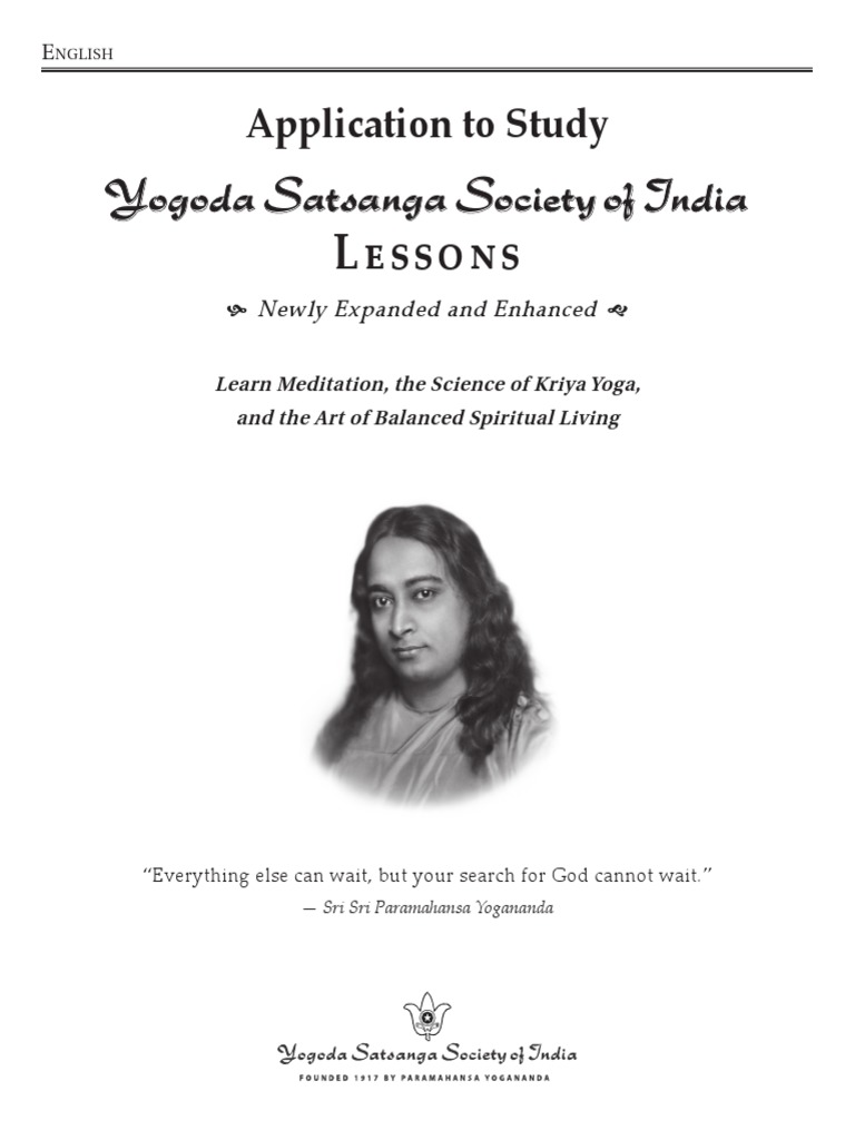 YSS Lesson Application English | PDF | Paramahansa Yogananda