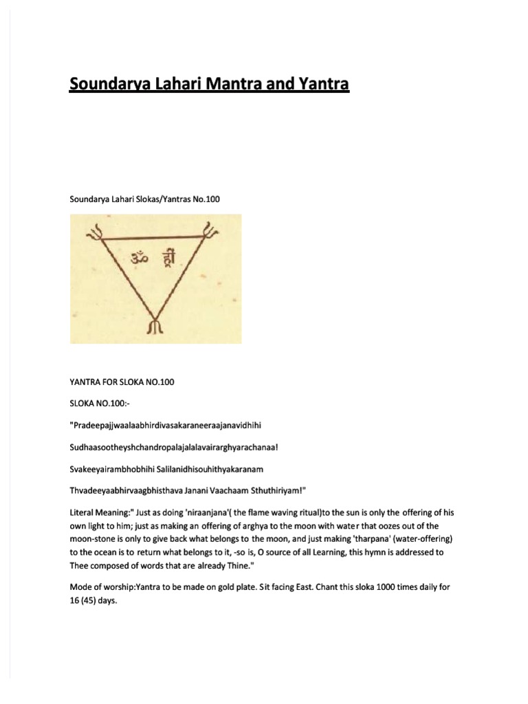 Soundarya Lahari Mantra and Yantra | PDF | Devi | Shiva
