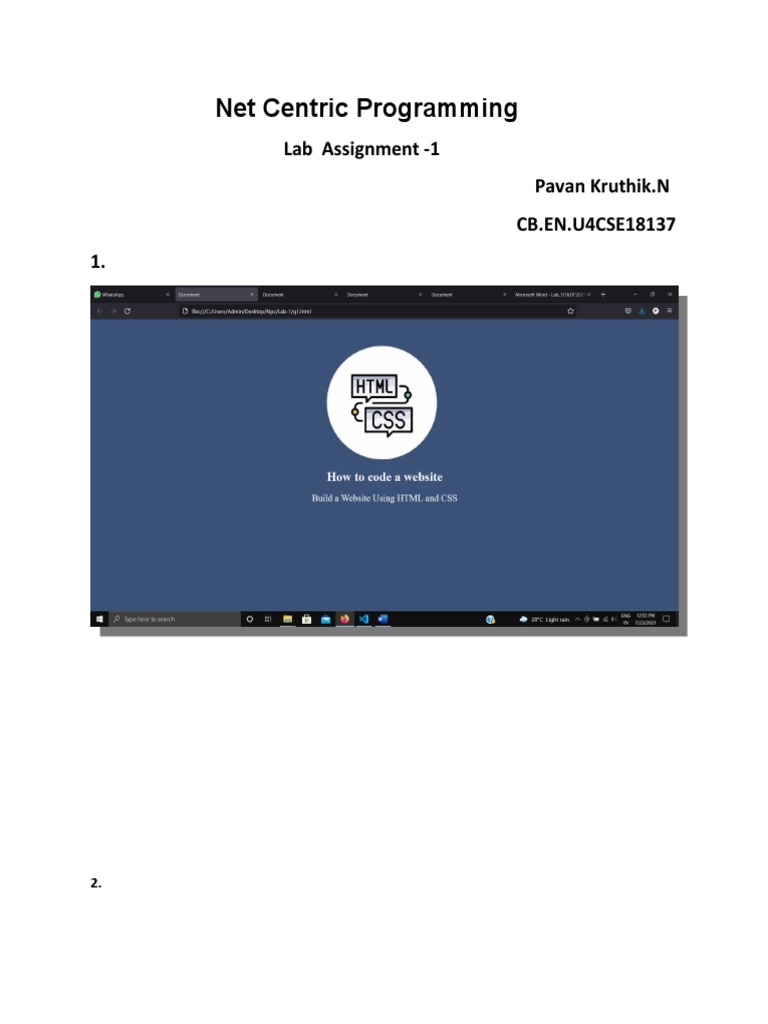 Net Centric Programming: Lab Assignment - 1 Pavan Kruthik.N CB - EN.U4CSE18137 1 | PDF | Science ...