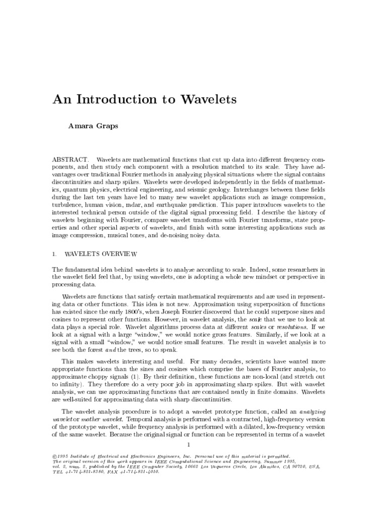 (Introduction) An Introduction To Wavelets | PDF