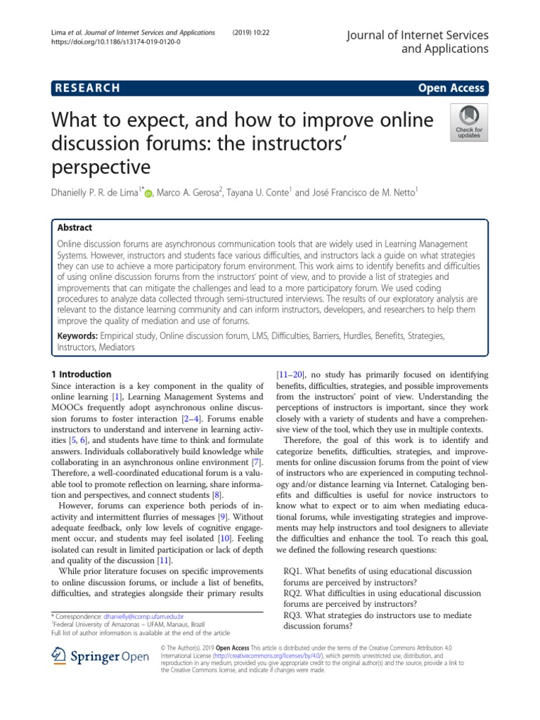 What To Expect, and How To Improve Online Discussion Forums: The ...