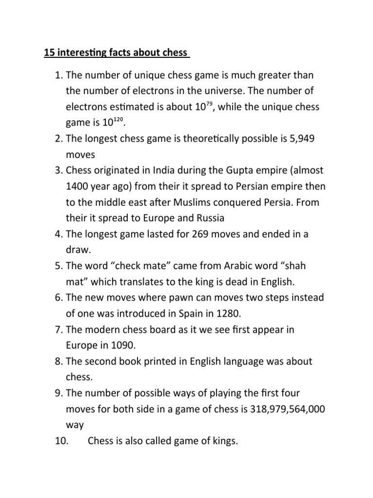 15 Fascinating Chess Facts | PDF | Young Adult | Classics