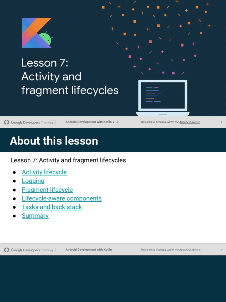 Lesson 7 - Activity and Fragment Lifecycles | PDF | Android (Operating ...