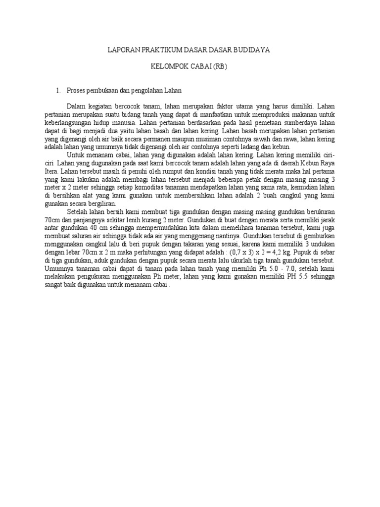 Laporan Praktikum Dasar Dasar Budidaya | PDF | Teknologi & Rekayasa Laporan Praktikum Dasar Dasar Budidaya | PDF | Teknologi & Rekayasa