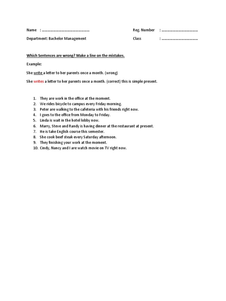 Identify incorrect verb forms | PDF