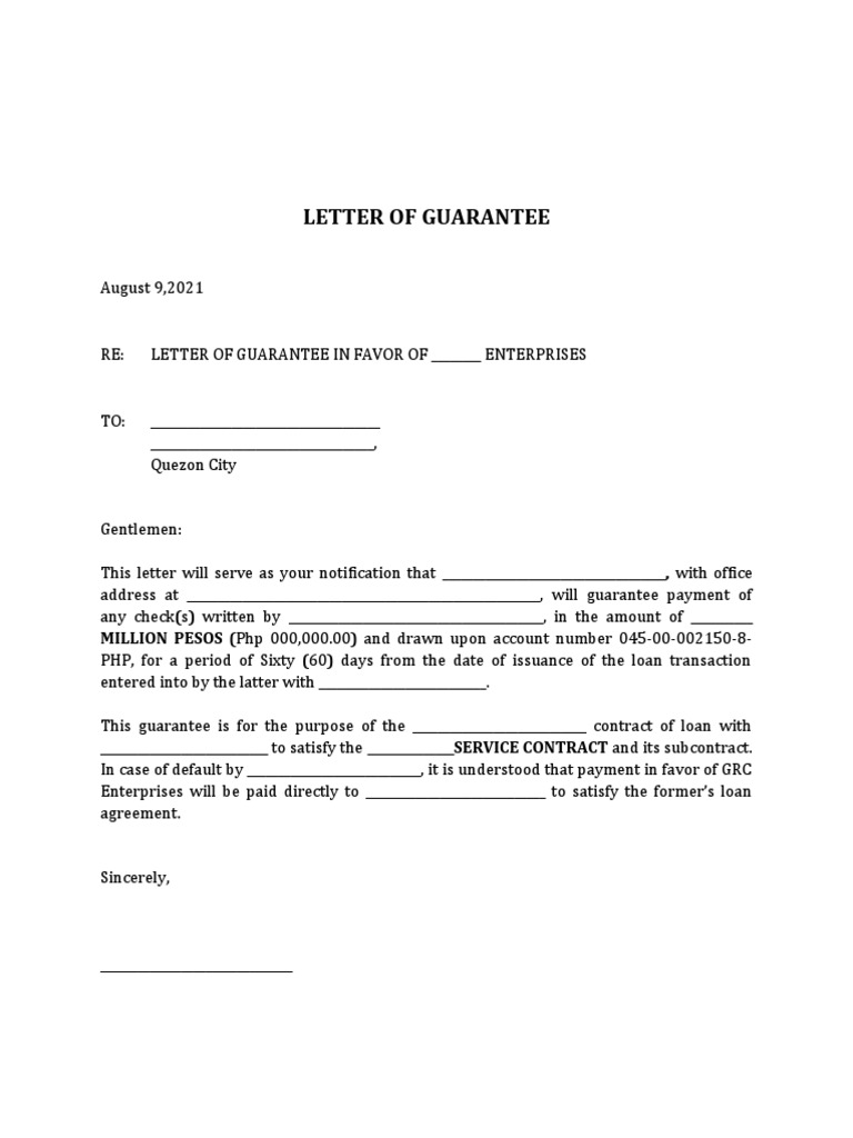Letter of Guarantee | PDF
