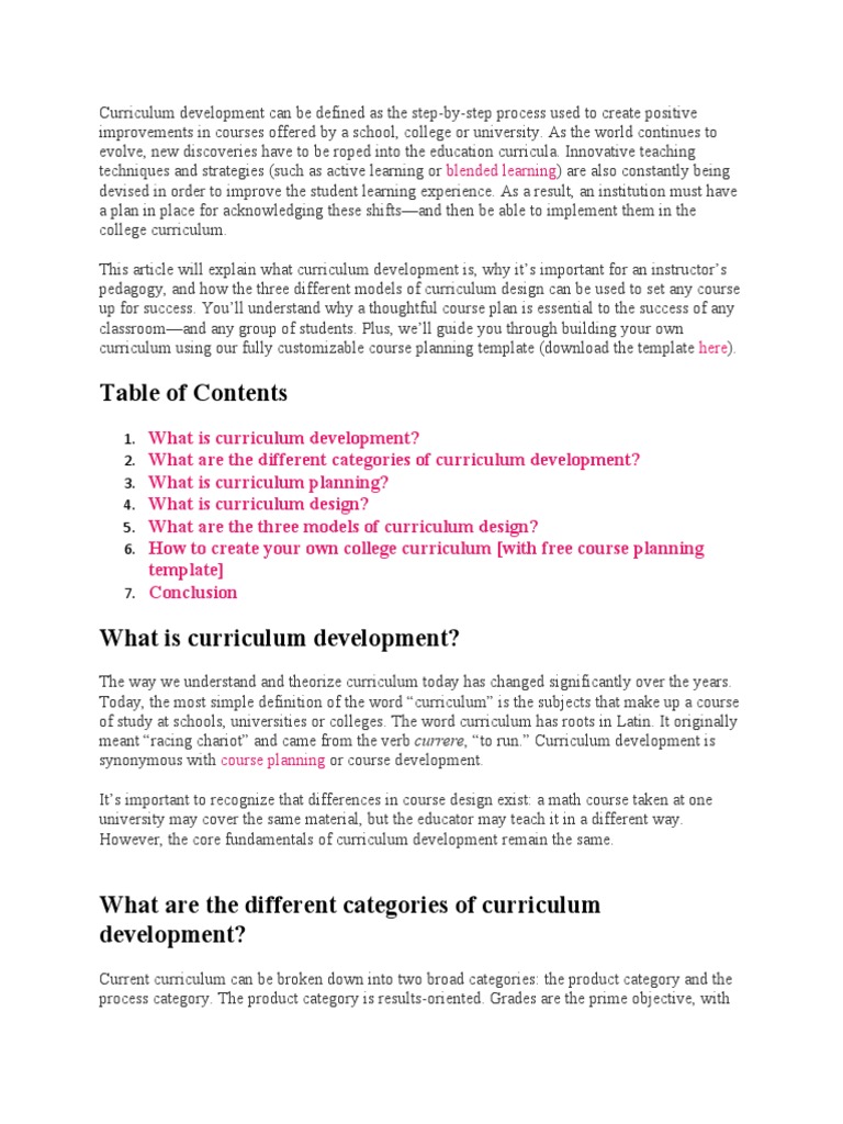 Curriculum Development Can Be Defined As The Step | PDF | Curriculum ...