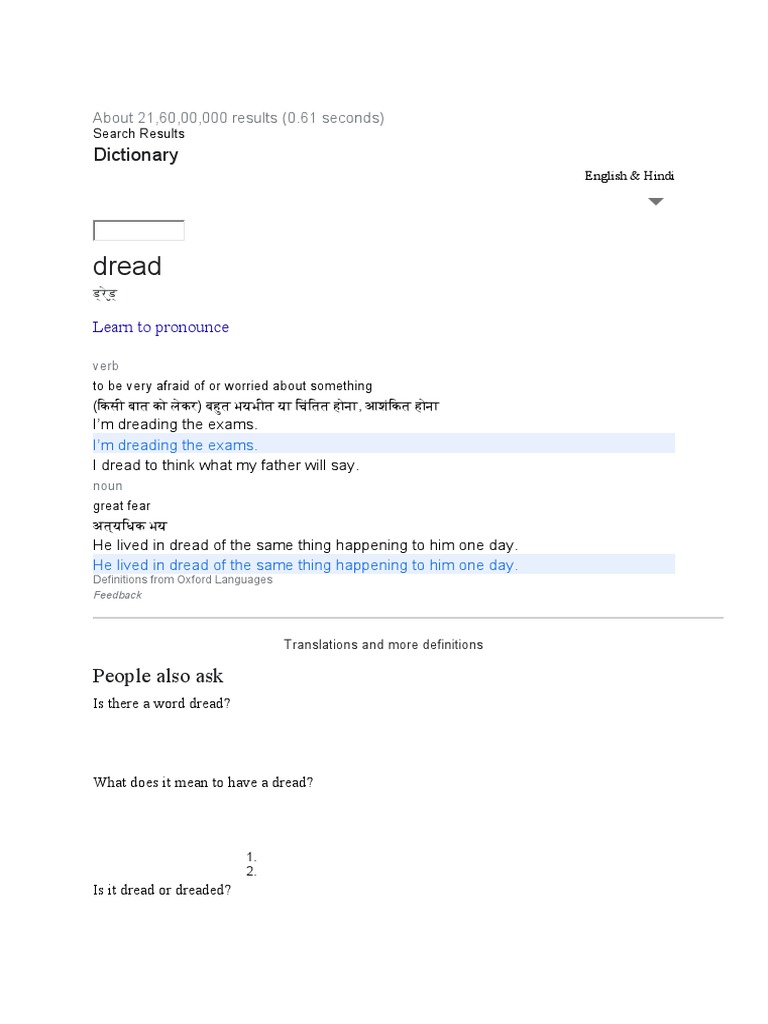 Dread: Dictionary | PDF | Linguistics