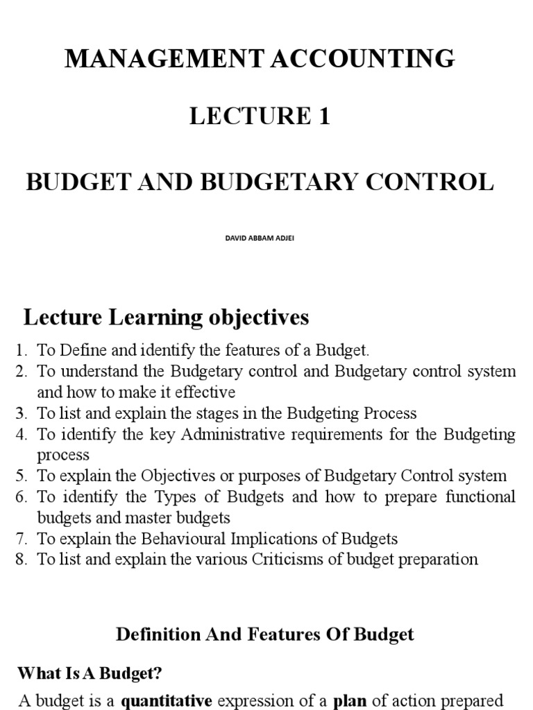 Budget and Budgetary Control | PDF | Budget | Motivation