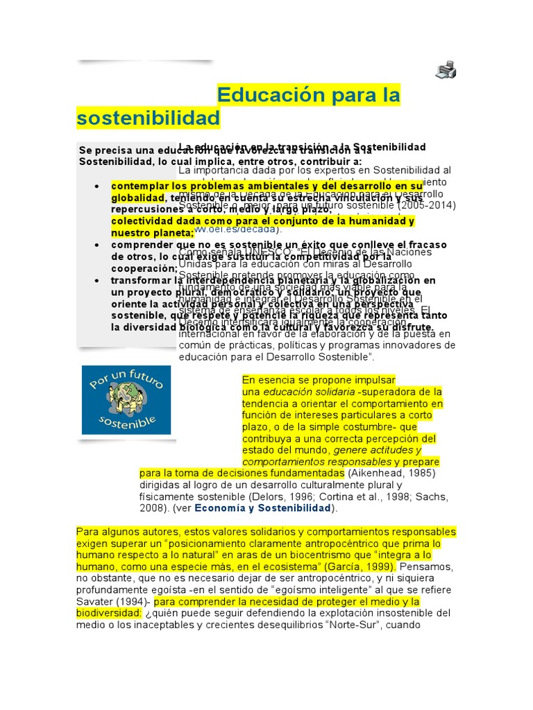 Educación Para La Sostenibilidad Pdf Desarrollo Sostenible
