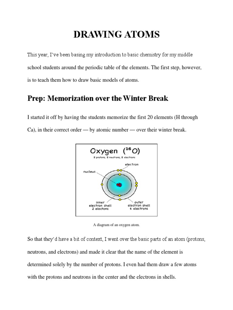 Drawing Atoms: Prep: Memorization Over The Winter Break | PDF | Atoms ...